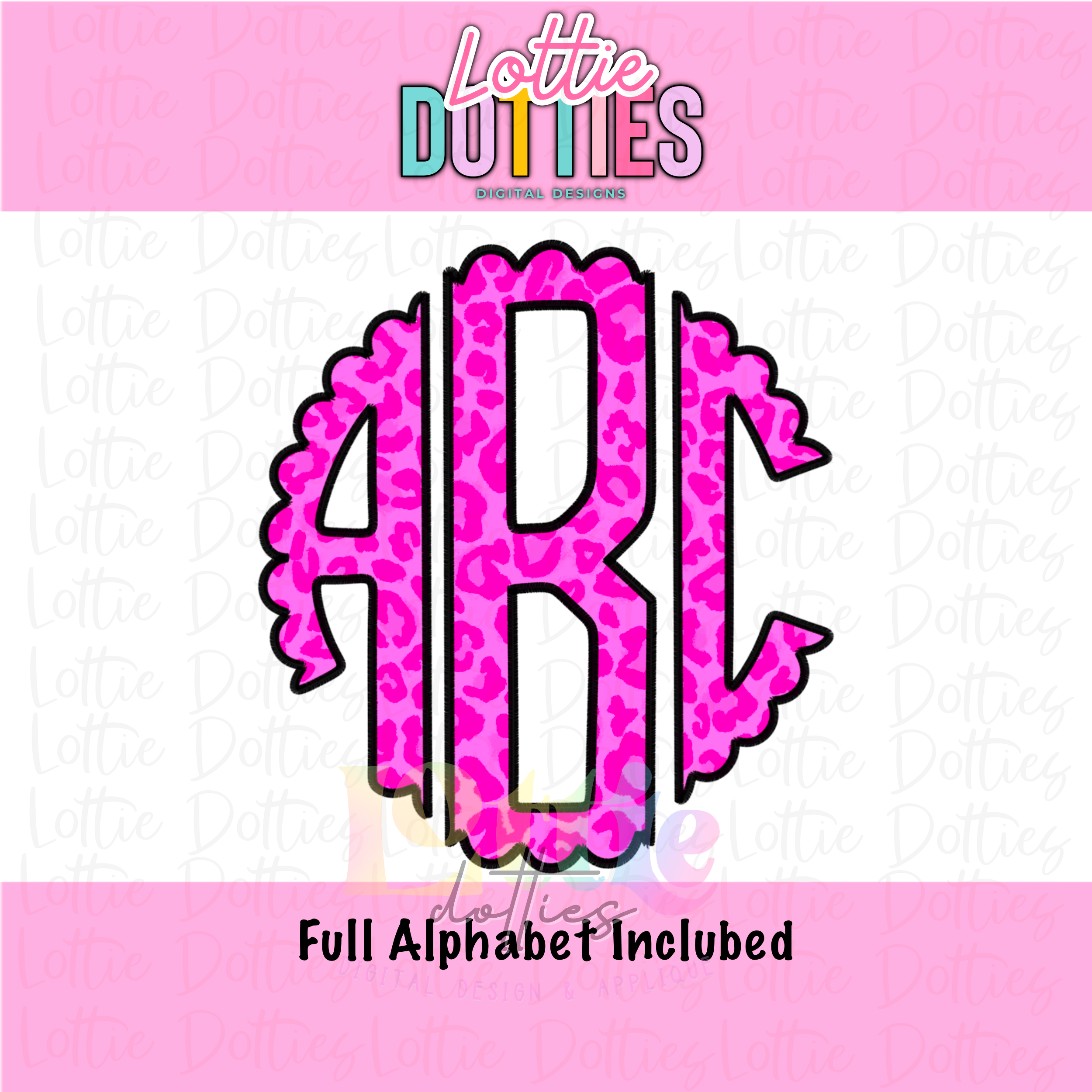 Pink on Pink Leopard Scallop Monogram Alphabet - Alpha Pack - Alphabet ...