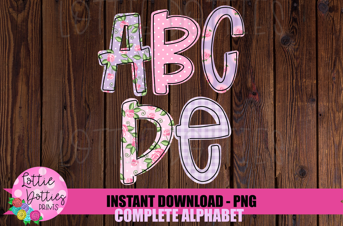 Purple Floral Alphabet - Alpha Pack - Alphabet Clipart – Lottie Dotties LLC