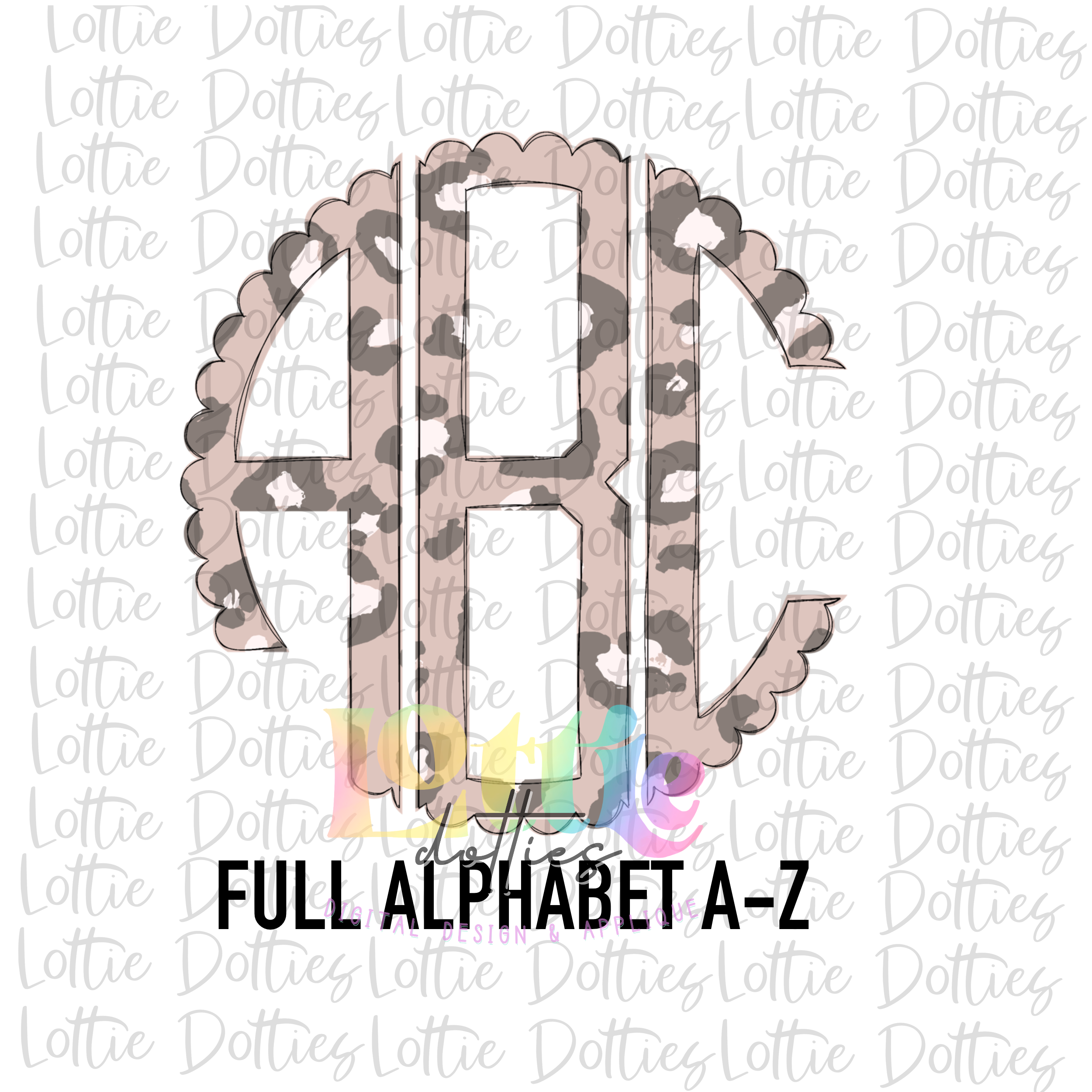 Neutral Leopard Scallop Monogram Alphabet - Alpha Pack - Alphabet Clip ...