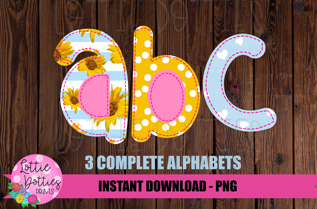 Sunflower Faux Applique Alphabet - Alpha Pack - Alphabet Clipart - Ins ...