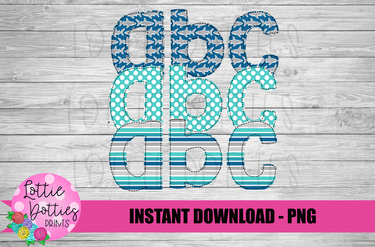 Shark Faux Applique Alphabet - Alpha Pack - Alphabet Clipart - Instant ...