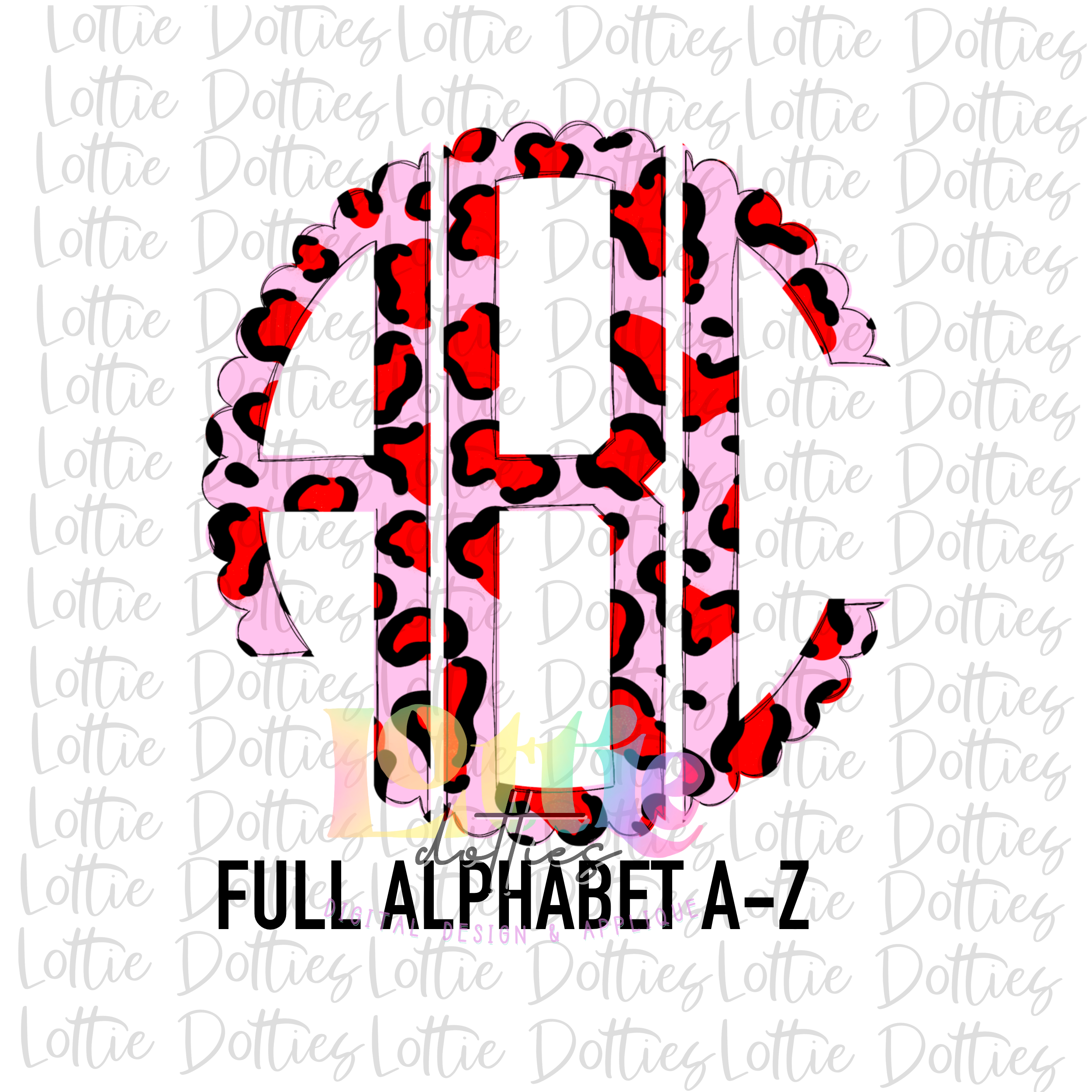 Leopard Valentines Day Scallop Monogram Alphabet - Alpha Pack - Alphab ...