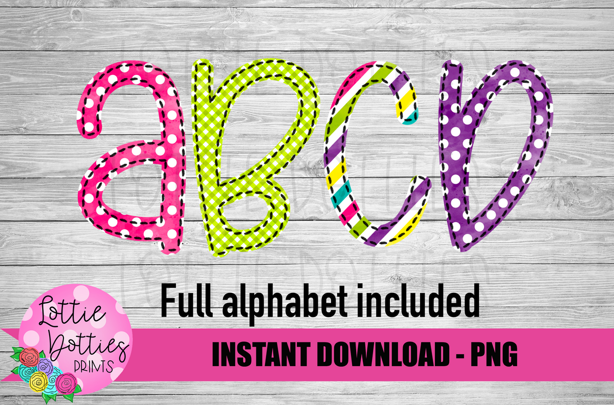 Spring Dots and Stripes Faux Appliqué Alphabet - Alpha Pack - Alphabet ...