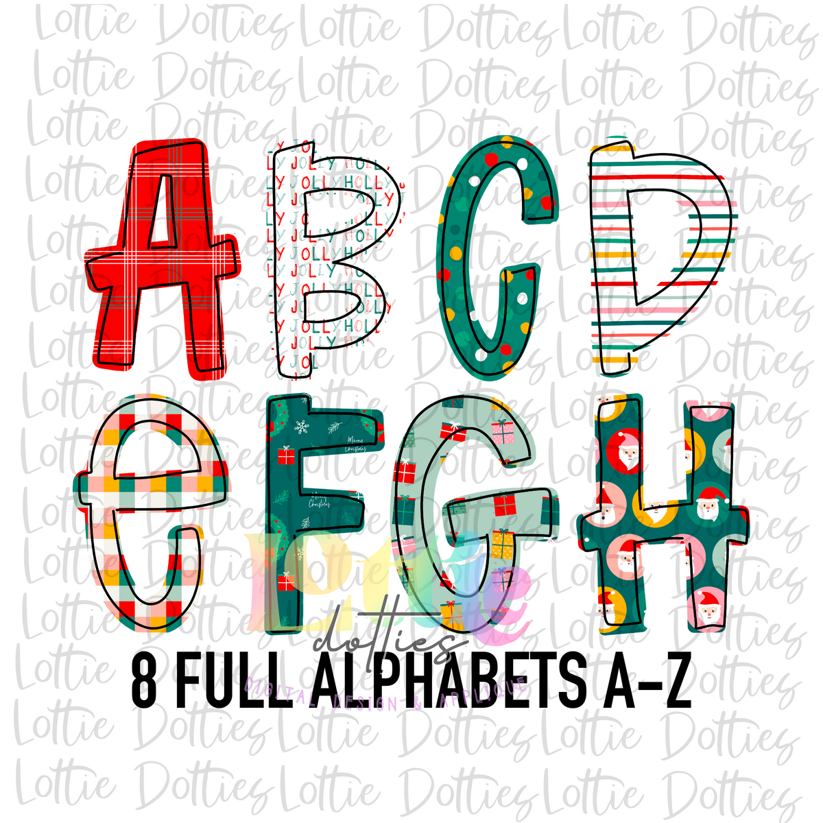 Retro Christmas Alpha - Christmas Alphabet Clipart - Instant Download ...
