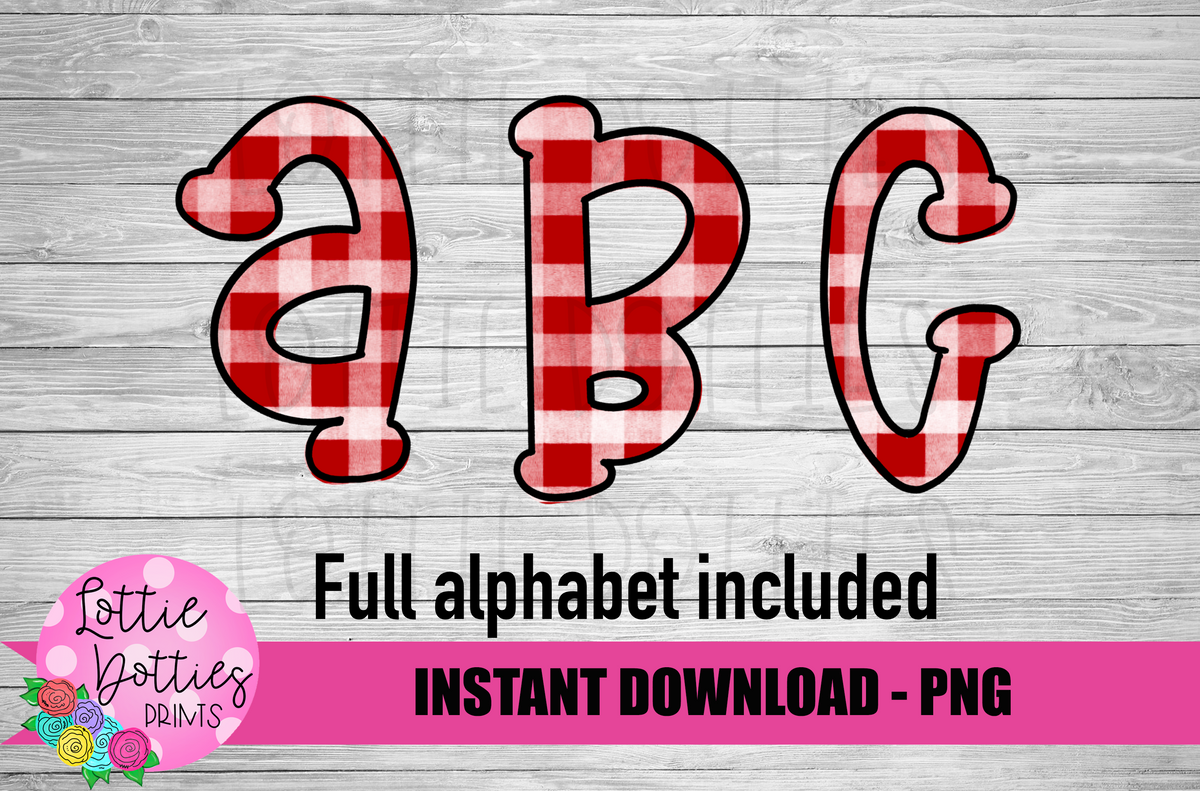 Crimson Plaid Hand Lettered Alphabet - Alpha Pack - Alphabet Clipart ...