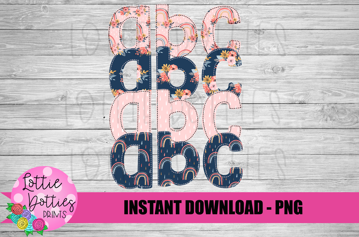 Floral Rainbow Stripe Faux Applique Alphabet - Alpha Pack - Alphabet C ...