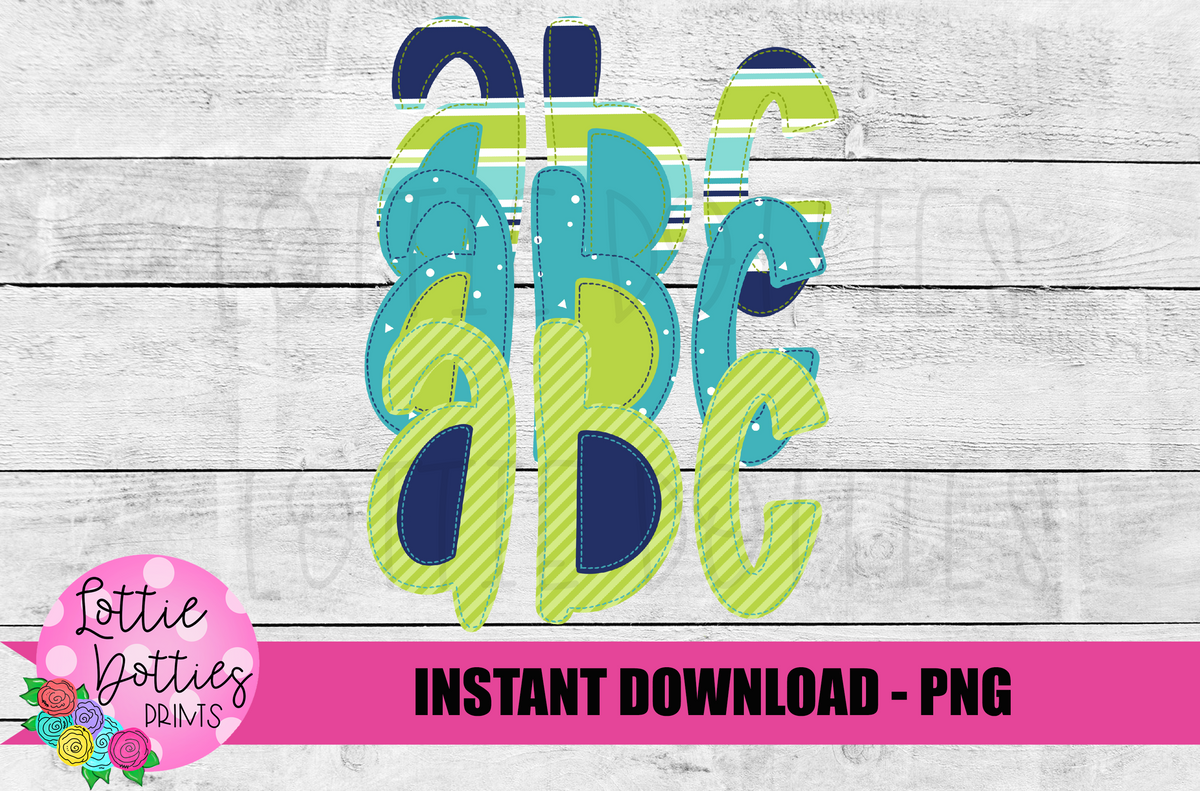 Faux Applique Alphabet - Alpha Pack - Alphabet Clipart - Instant Downl ...