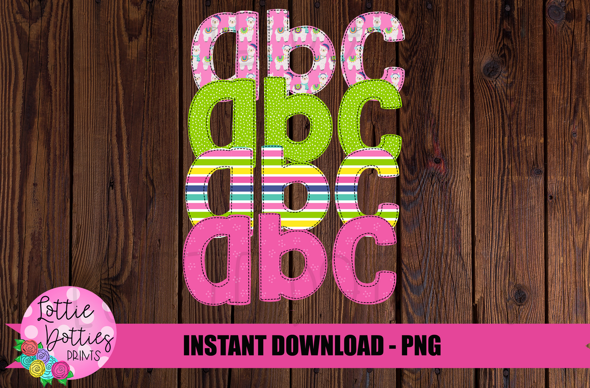 Christmas Llama Faux Applique Alphabet - Alpha Pack - Alphabet Clipart ...