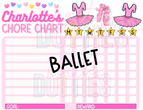 Ballet Chore Chart Template - Ballet – Lottie Dotties LLC