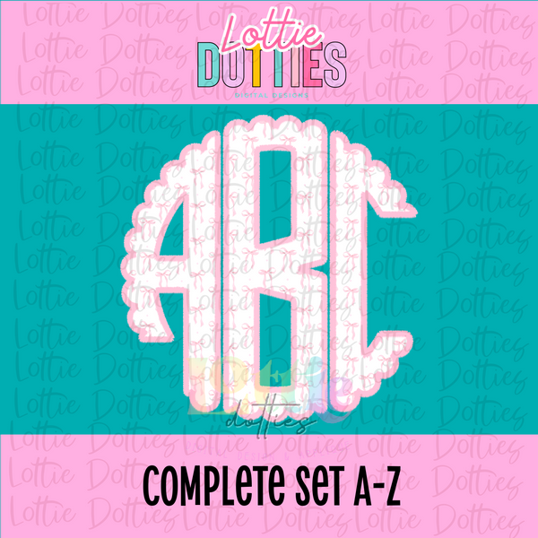 Pink Bows Monogram Alphabet - Monogram Stitch Alpha Pack - Alphabet Cl ...