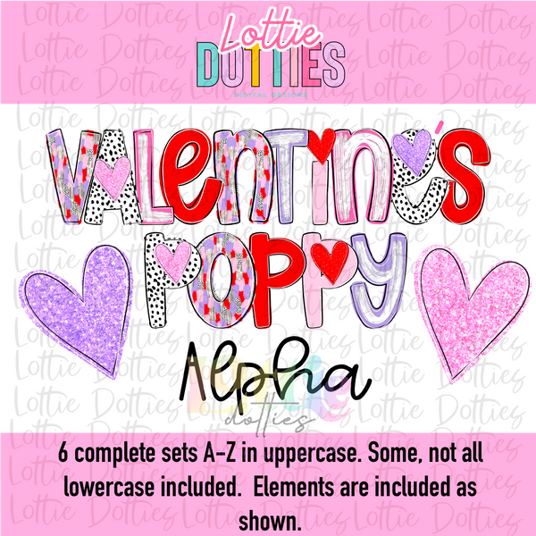 Valentine’s Day Poppy Alpha - Whimsical Valentine Poppy Alpha - Alphab ...