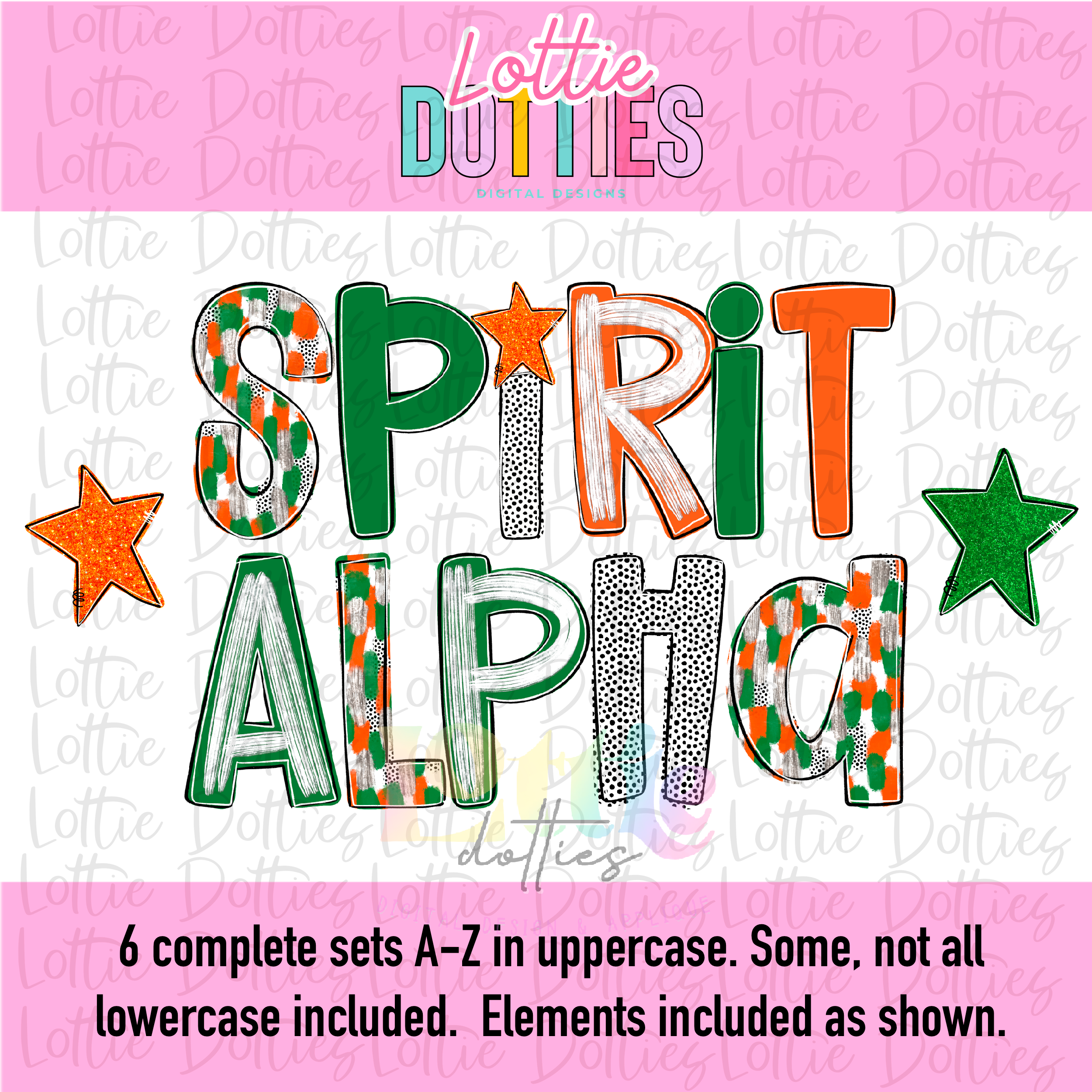 Orange & Green Poppy Alpha - Orange & Green - Alphabet - Alpha Pack ...