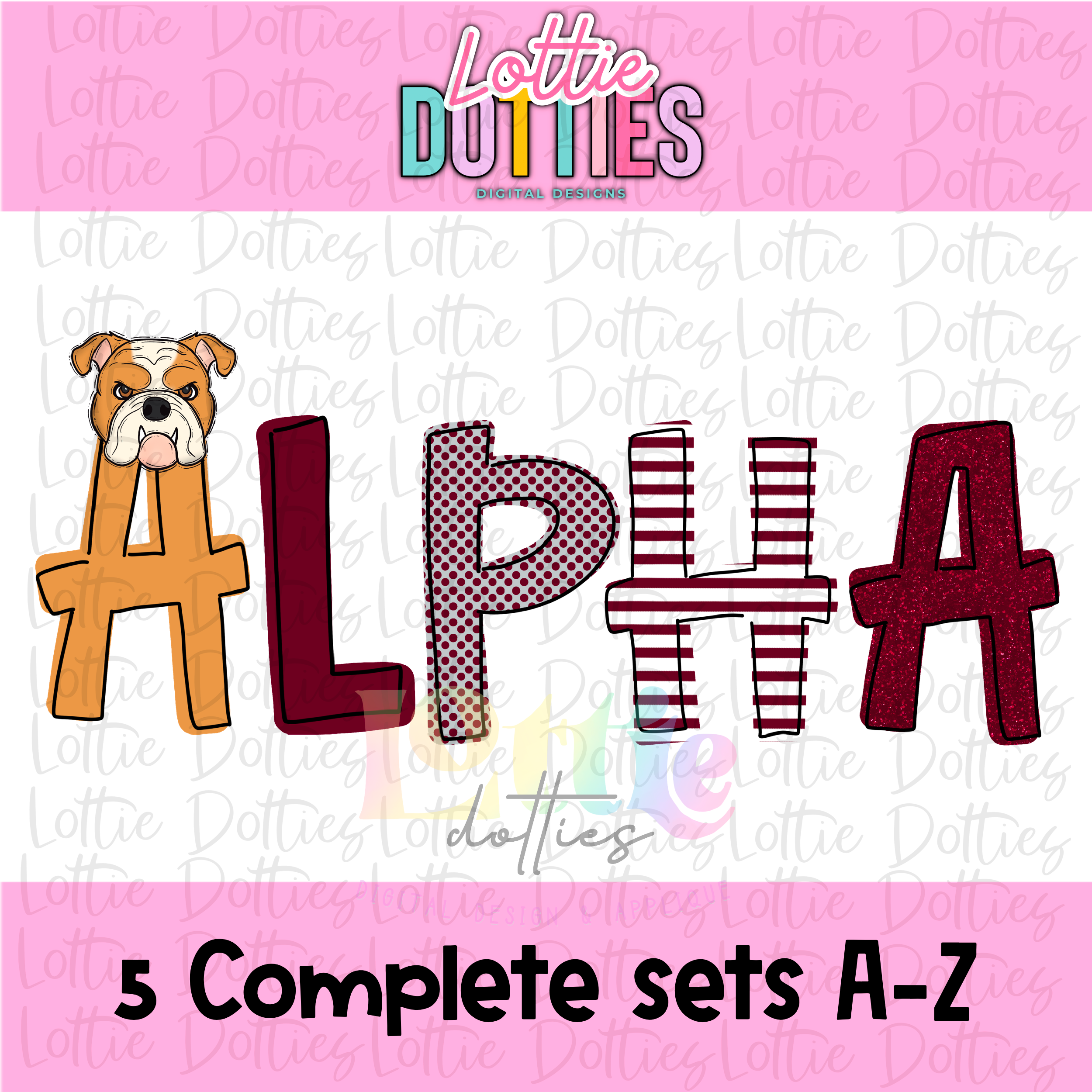 Bulldog Alphabet - Alpha Pack - Alphabet Clipart - Instant Download ...
