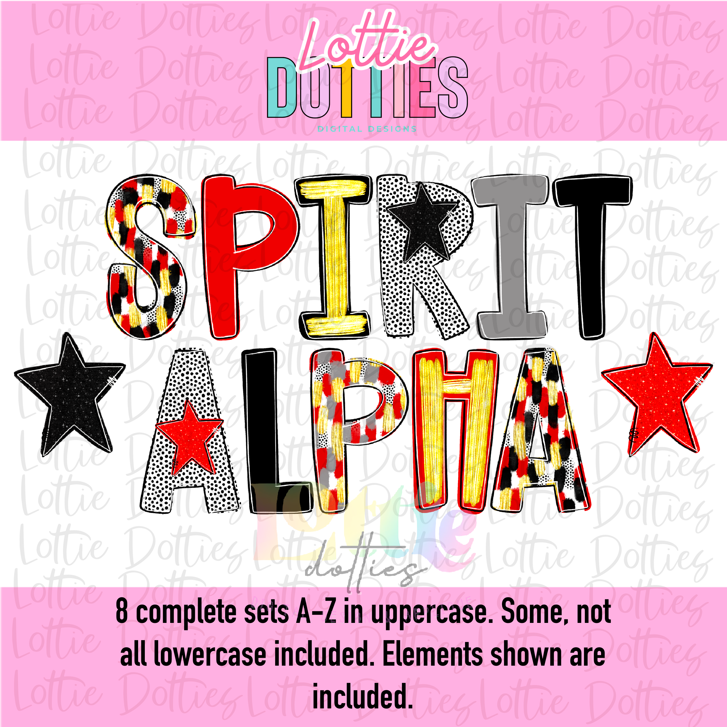 Red Black White & Gray Poppy Alpha - Alphabet Clipart - Instant Downlo ...