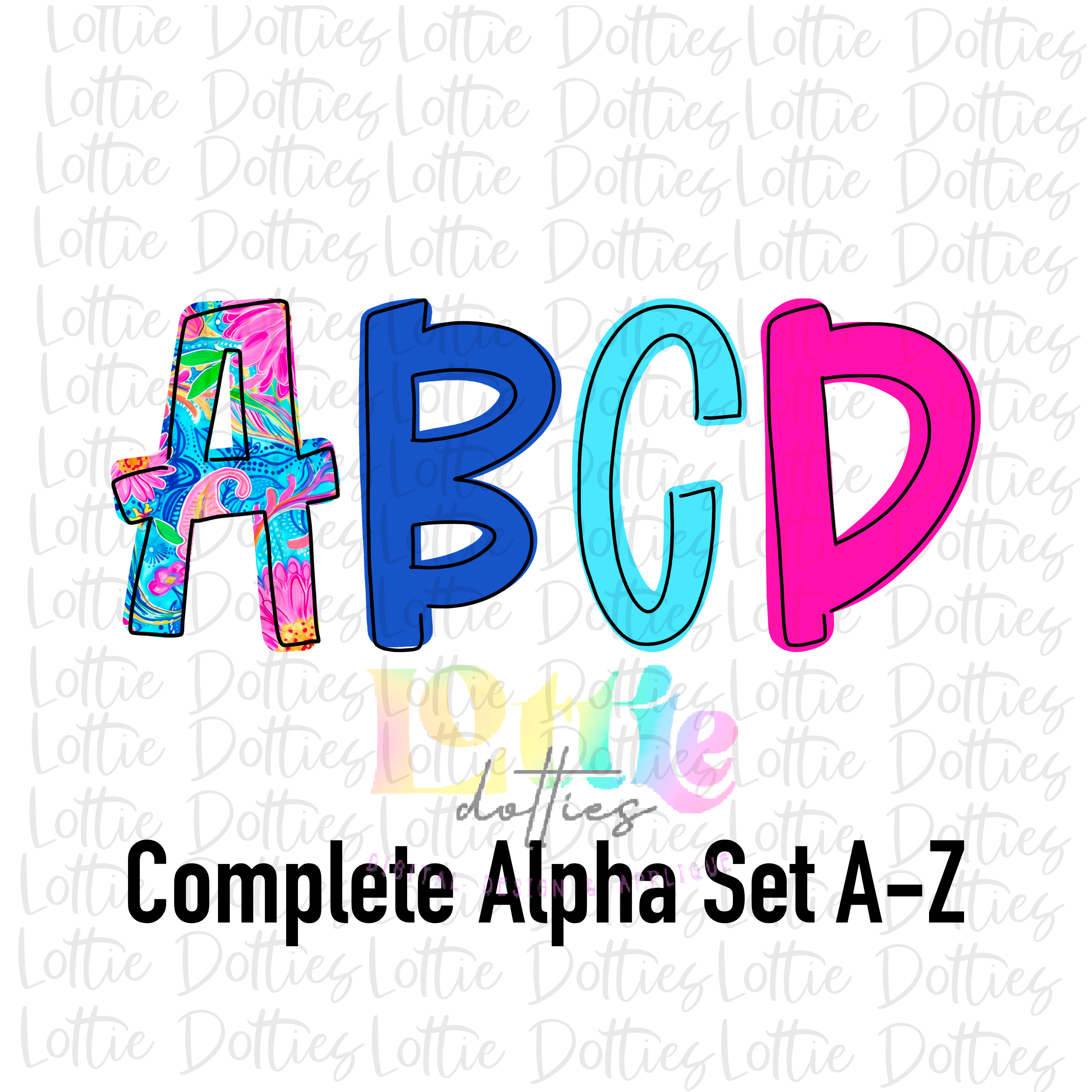 Pink & Blue Floral Alphabet - Pink and Blue Floral Alpha Pack - Alphab ...