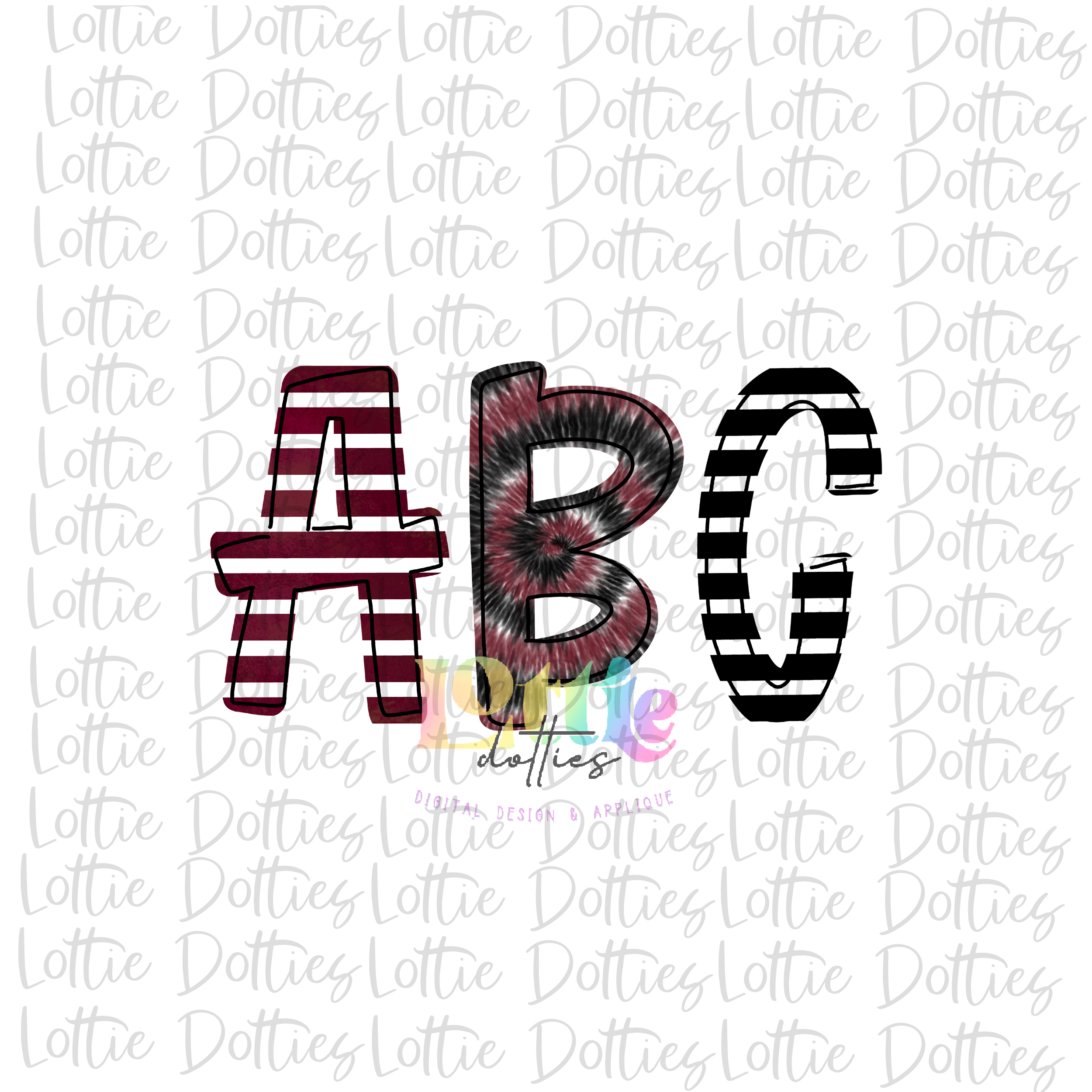 Maroon & Black Tie Dye Spirit - Alphabet Clipart - Instant Download ...
