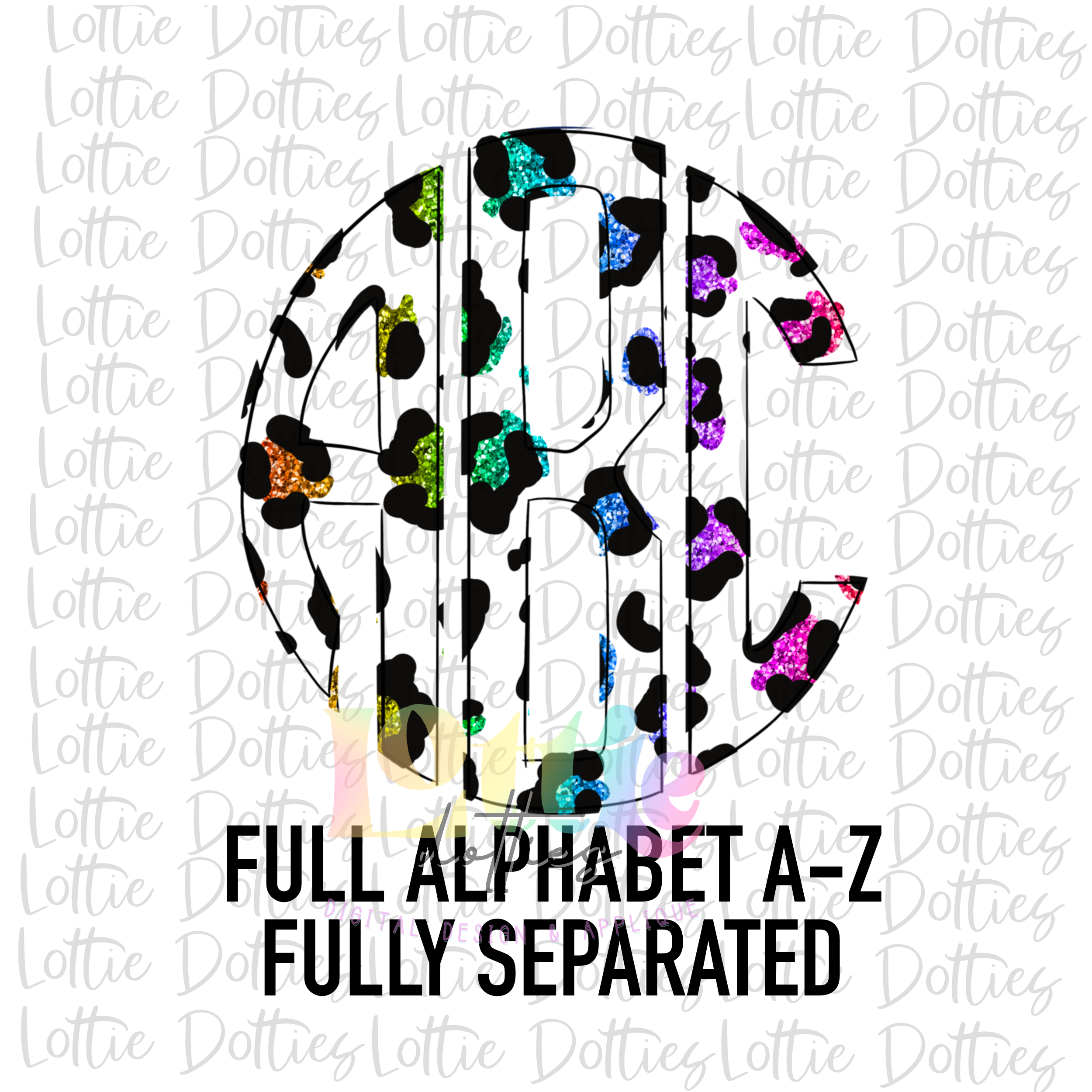 Glitter Rainbow leopard Monogram Alphabet - Alpha Pack - Alphabet Clip ...