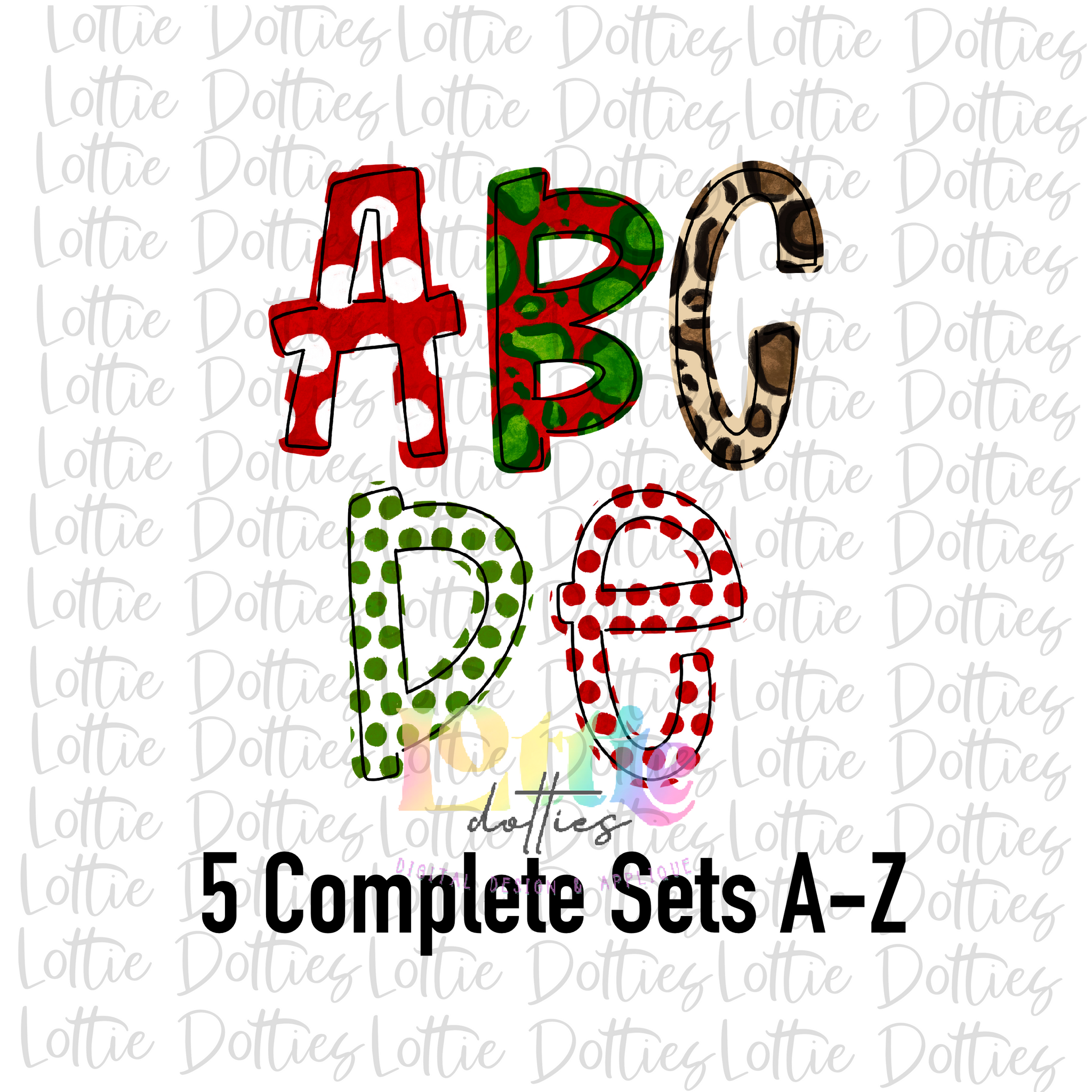 Christmas Dots Alpha - Alphabet Clipart - Instant Download - – Lottie ...