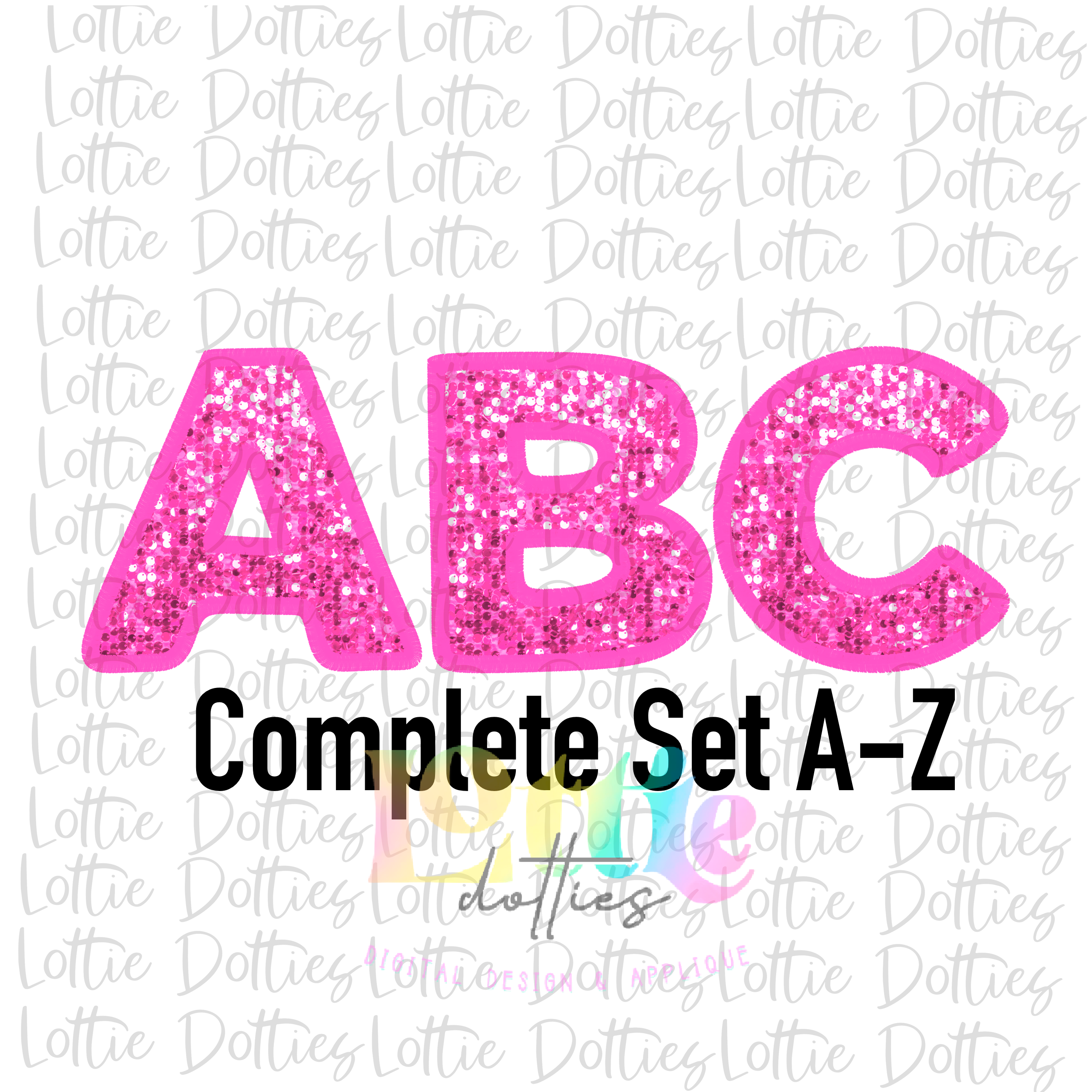 Pink rhinestone sequin Faux Appliqué Alpha- Alphabet Clipart - Instant ...