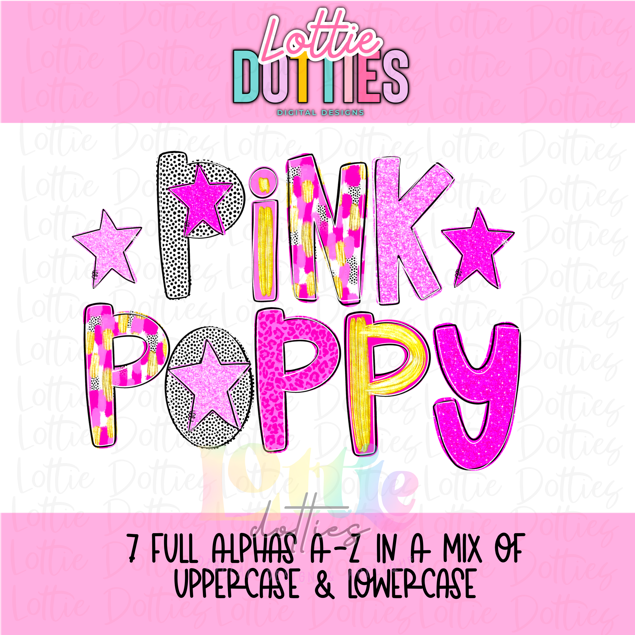 Pink Poppy - Gold Foil Alpha -Pink with Gold Spirit Alpha - Alphabet ...