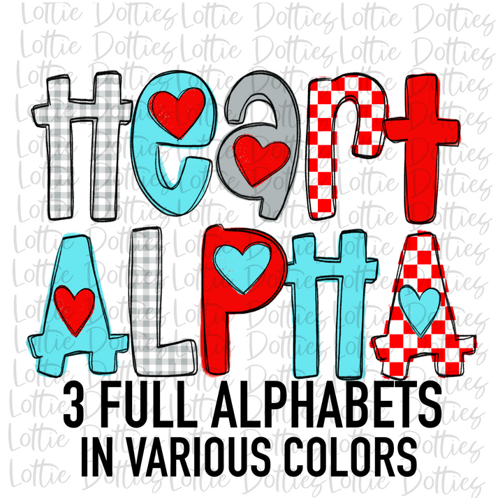 Heart Alpha- Alphabet Clipart - Instant Download - Alpha Pack - Red Bl ...