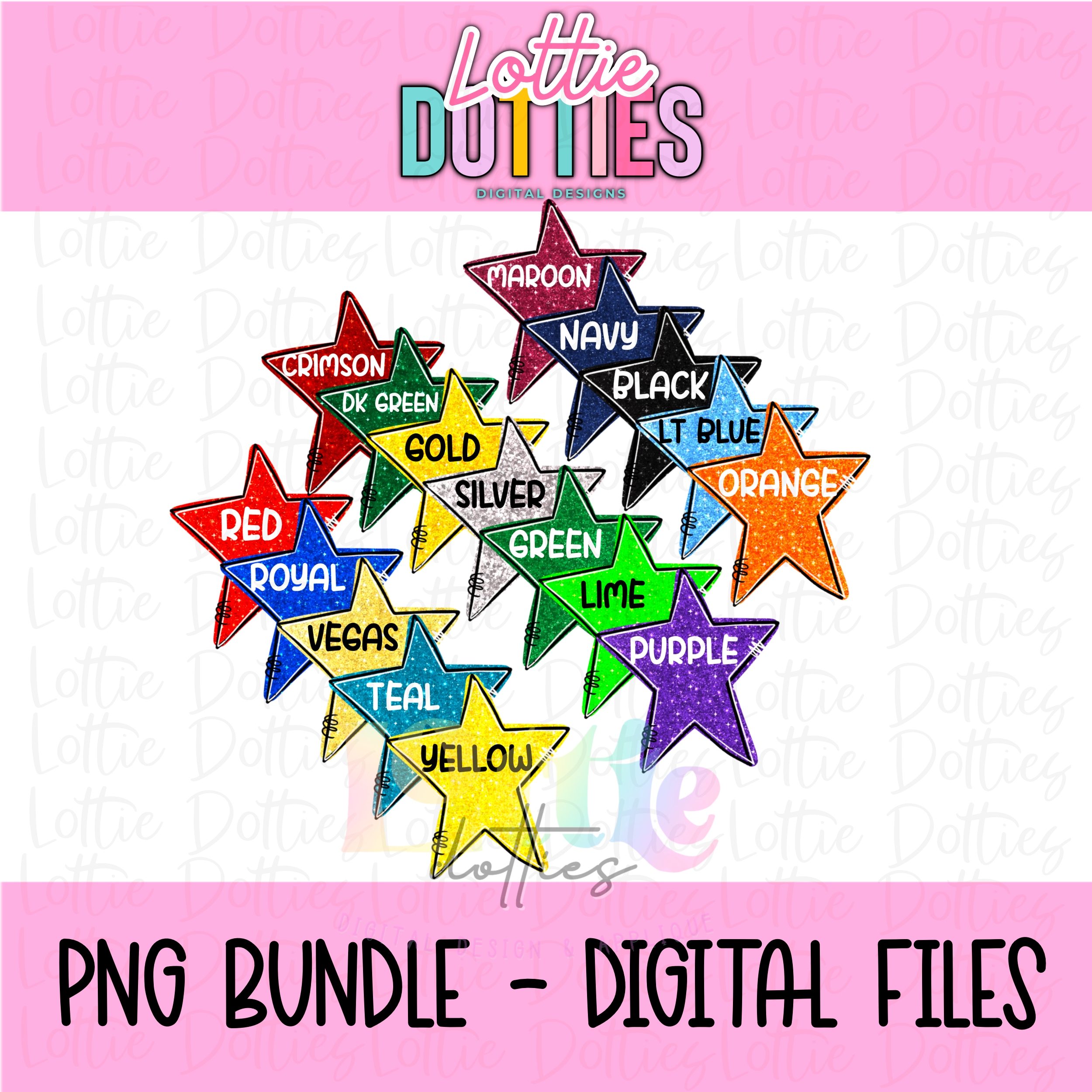 Star Bundle - Glitter Stars - PNG – Lottie Dotties LLC