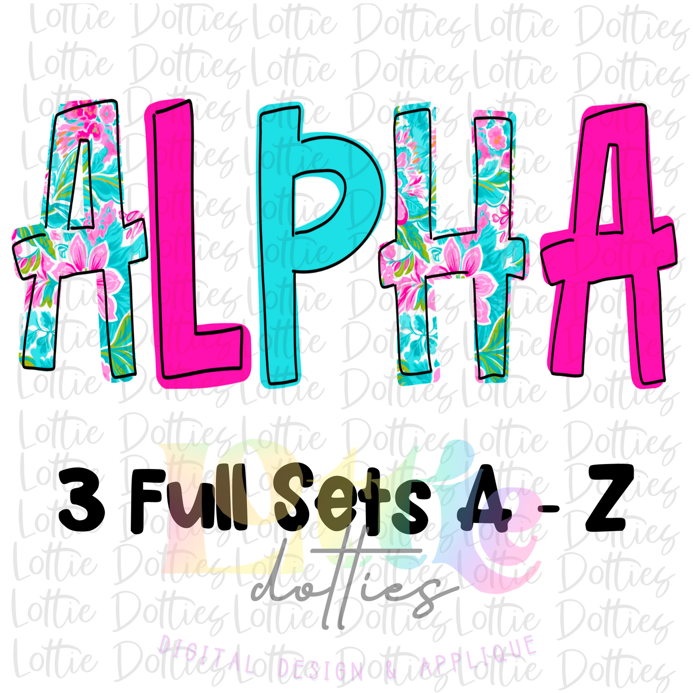 Preppy Summer Floral Alphabet - Alpha Pack - Alphabet Clipart - Instan ...