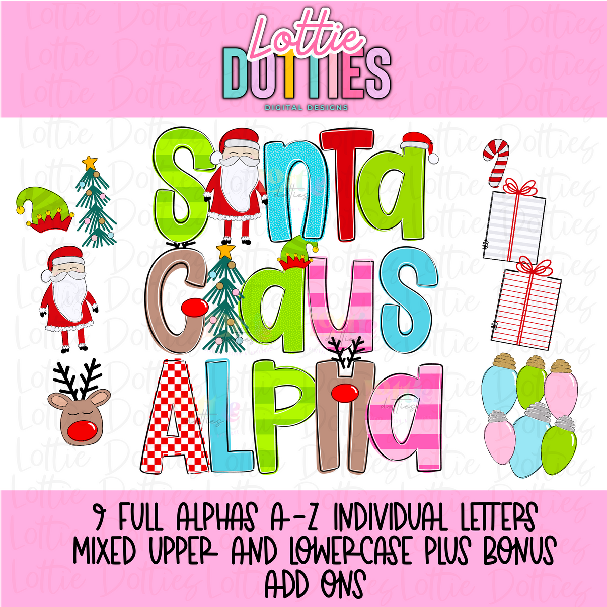 Santa Alpha - Christmas Alpha Pack - Alphabet Clipart - Instant Downlo ...