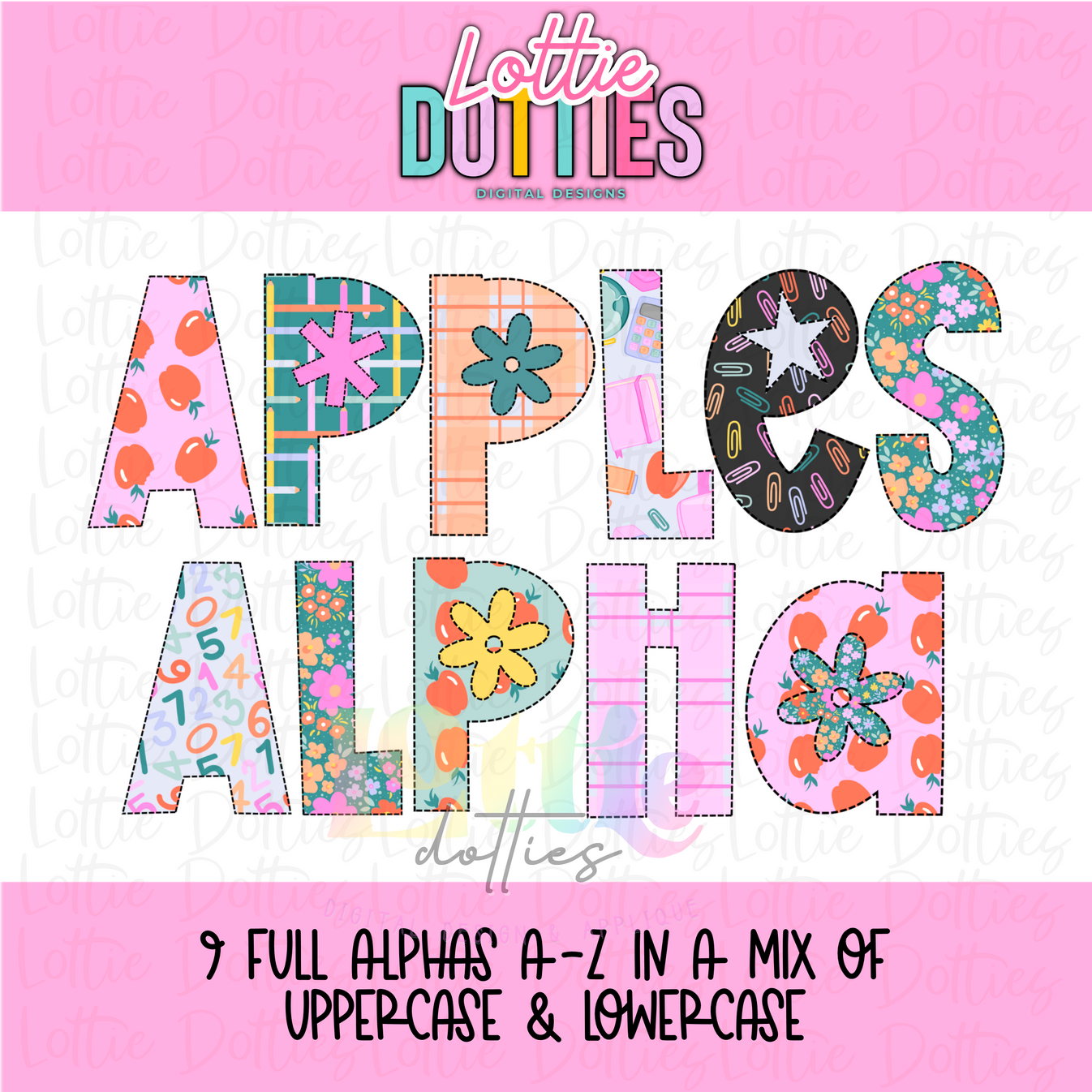 Back to School Faux Applique Alphabet - Alpha Pack - Alphabet Clipart ...
