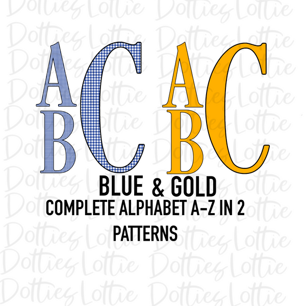 Blue and Gold Stacked Monogram Alpha Pack - PNG - Digital Download ...