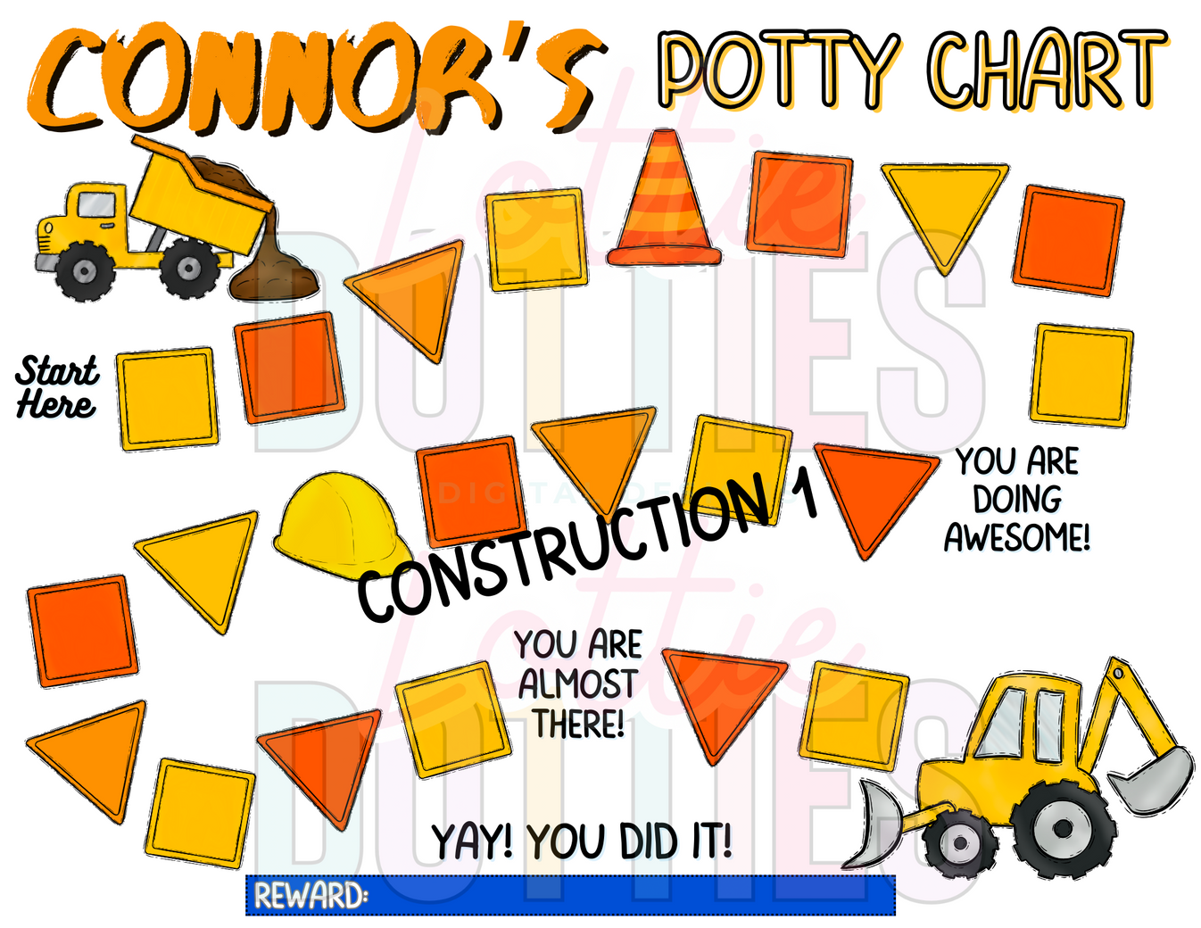 Construction Potty Chart Template - Construction 1 – Lottie Dotties LLC