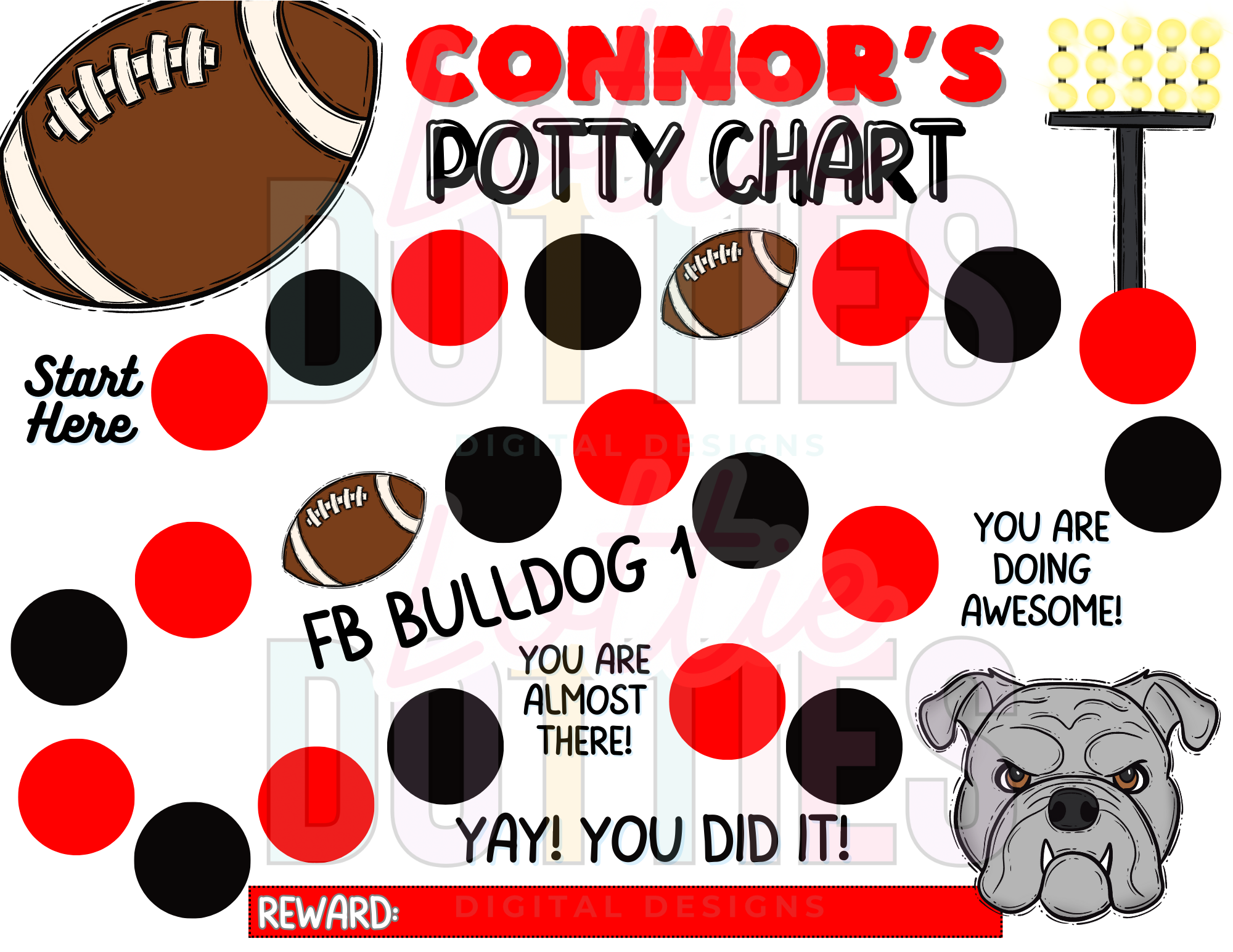 Football Bulldog Potty Chart Template - FB Bulldog 1 – Lottie Dotties LLC
