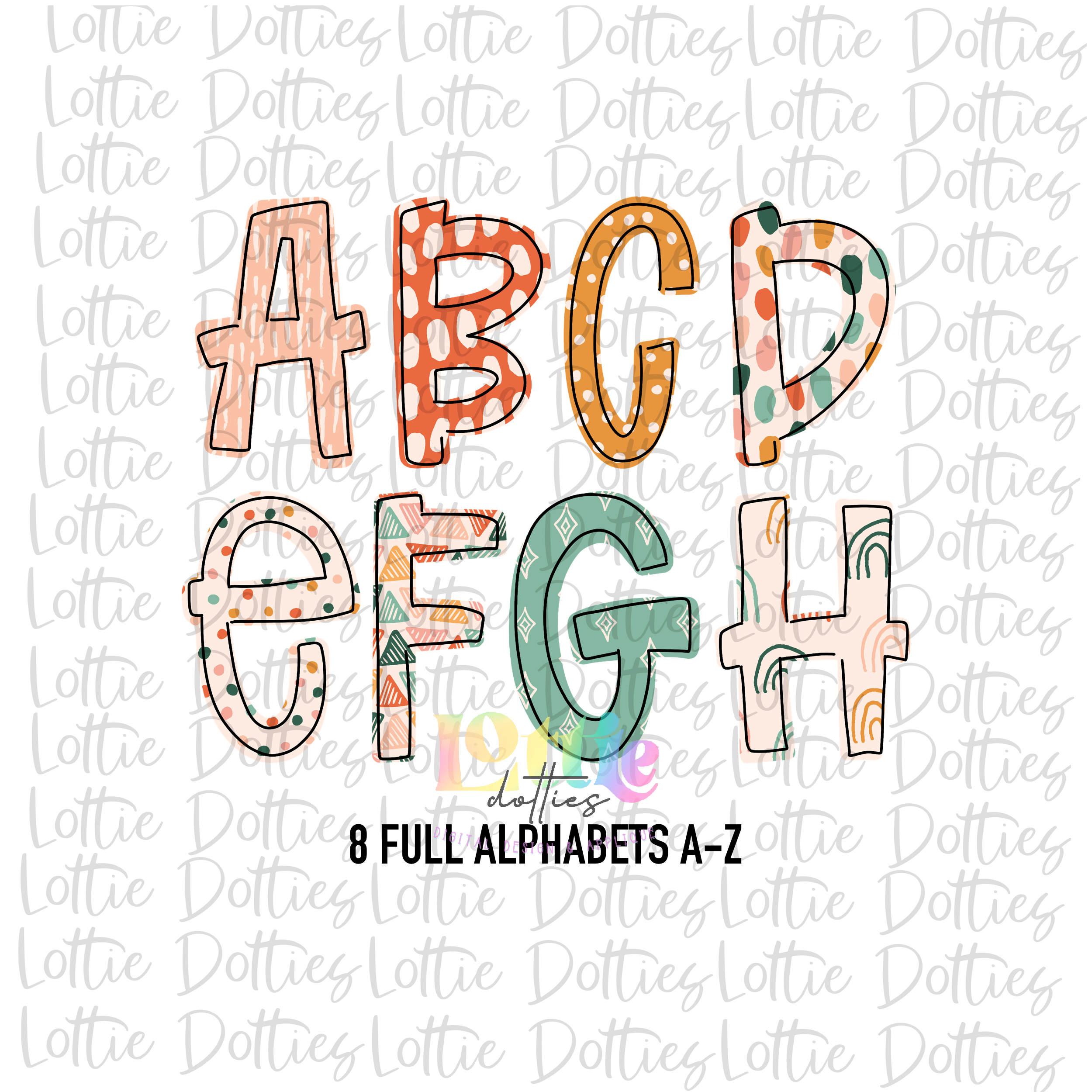 Boho Pastel Alpha - Alpha Pack - Alphabet Clipart - Instant Download ...