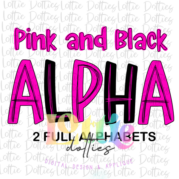 Pink and Black Lines Alpha Pack - Alphabet Clipart - Instant Download ...