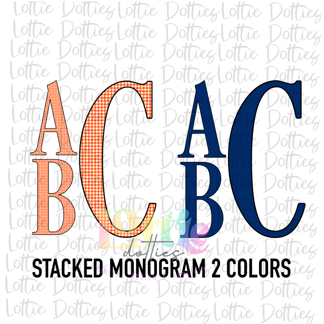 Orange and Navy Stacked Monogram Alpha Pack - PNG - Digital Download ...