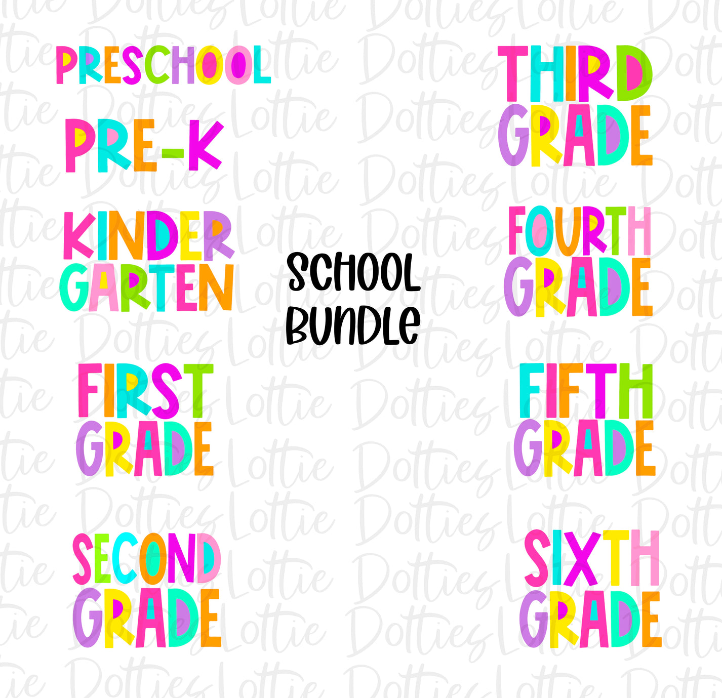 Bright Grade Bundle PNG - Back To School - Sublimation - Digital Downl ...