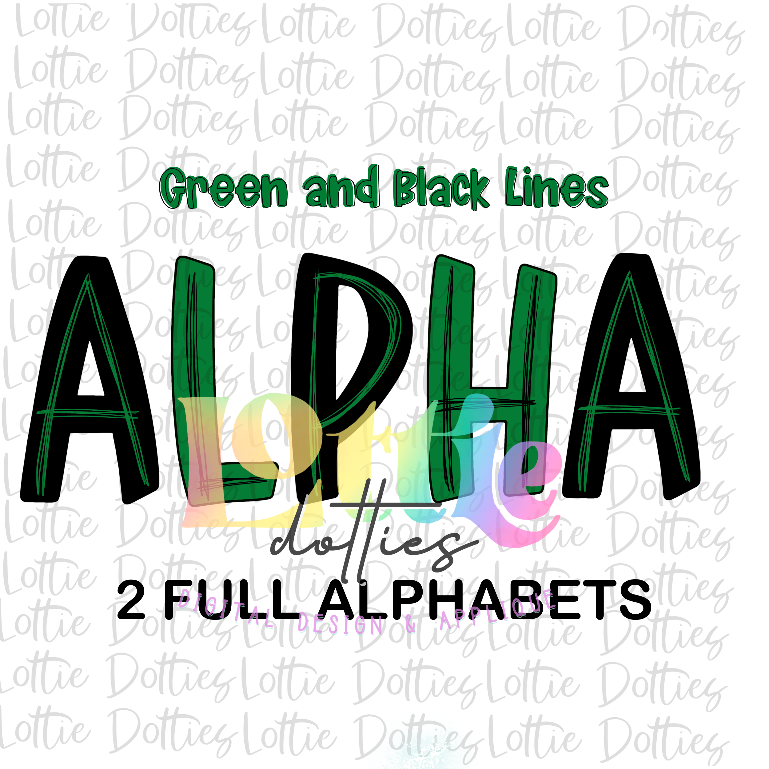 Green and Black Lines Alpha Pack - Alphabet Clipart - Instant Download ...