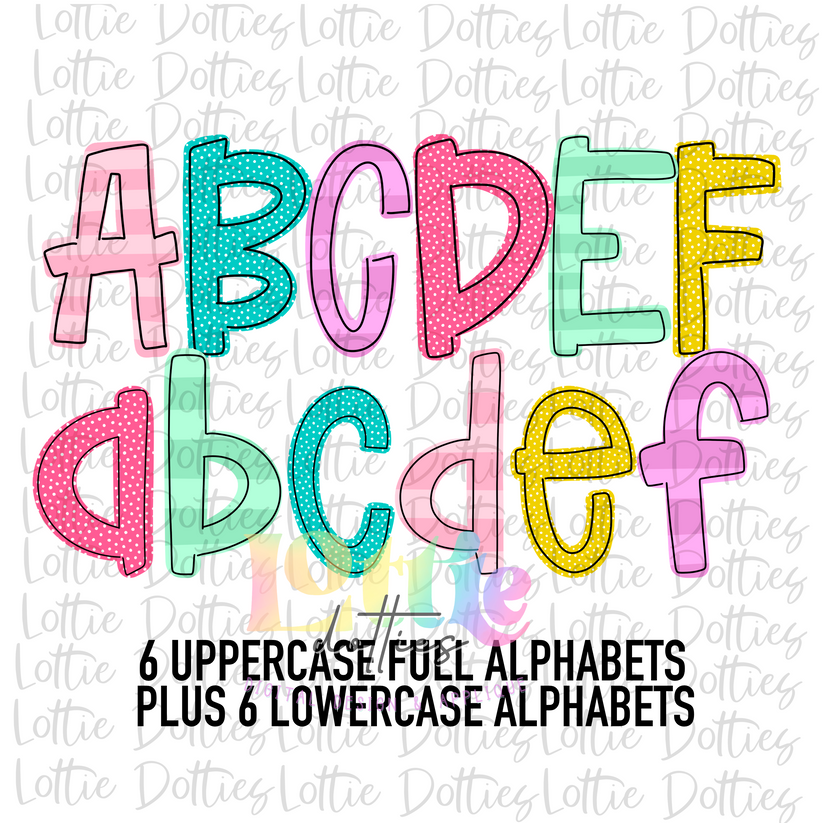 Dottie Stripes Alphabet - Alpha Pack - Alphabet Clipart - Instant Down ...