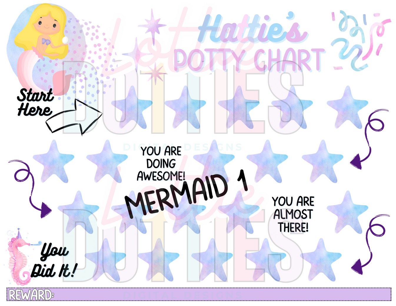 Mermaid Potty Chart Template - Mermaid 1 – Lottie Dotties LLC