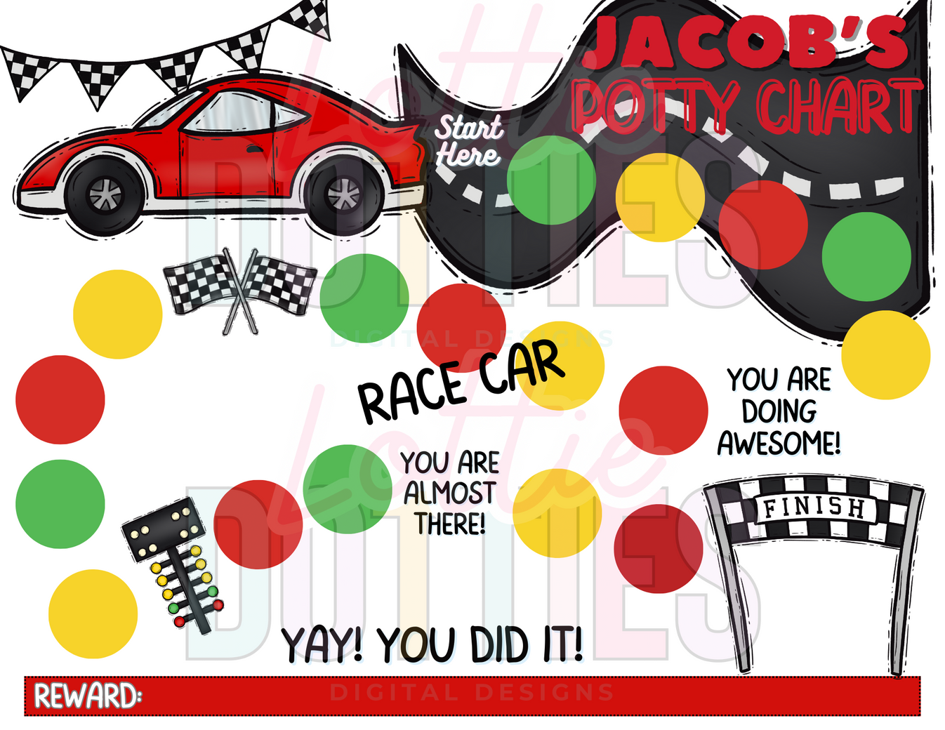 Race Car Potty Chart Template - Race Car – Lottie Dotties LLC