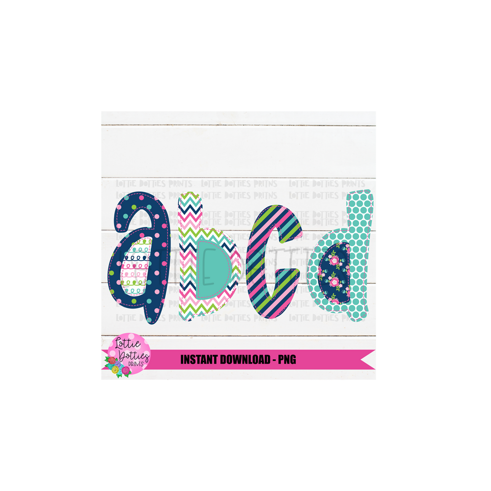 Girls Faux Applique Alphabet - Alpha Pack - Alphabet Clipart - Instant ...
