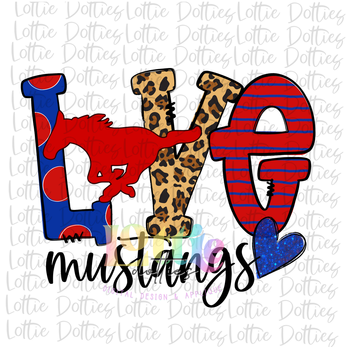 Love Mustangs PNG - Mustangs Sublimation - Digital Download - Red and ...