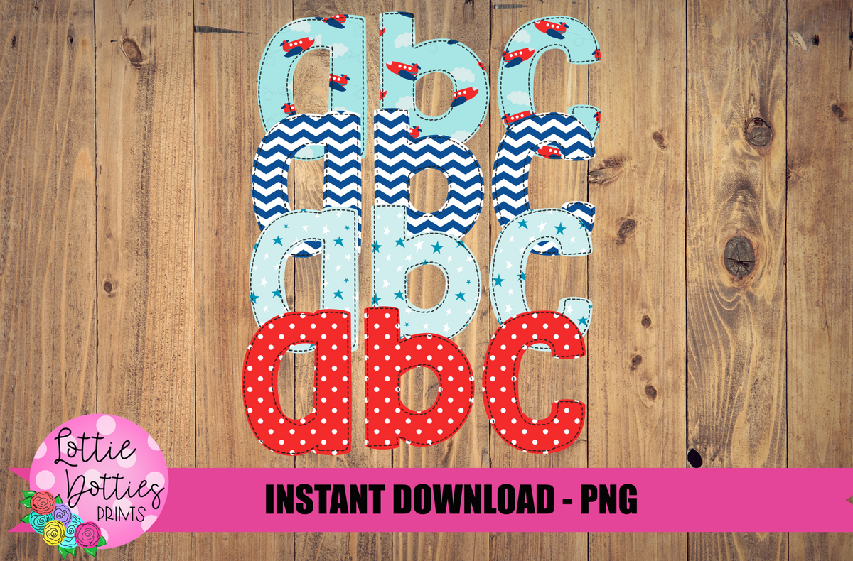 Airplane Faux Applique Alphabet - Alpha Pack - Alphabet Clipart - Inst ...