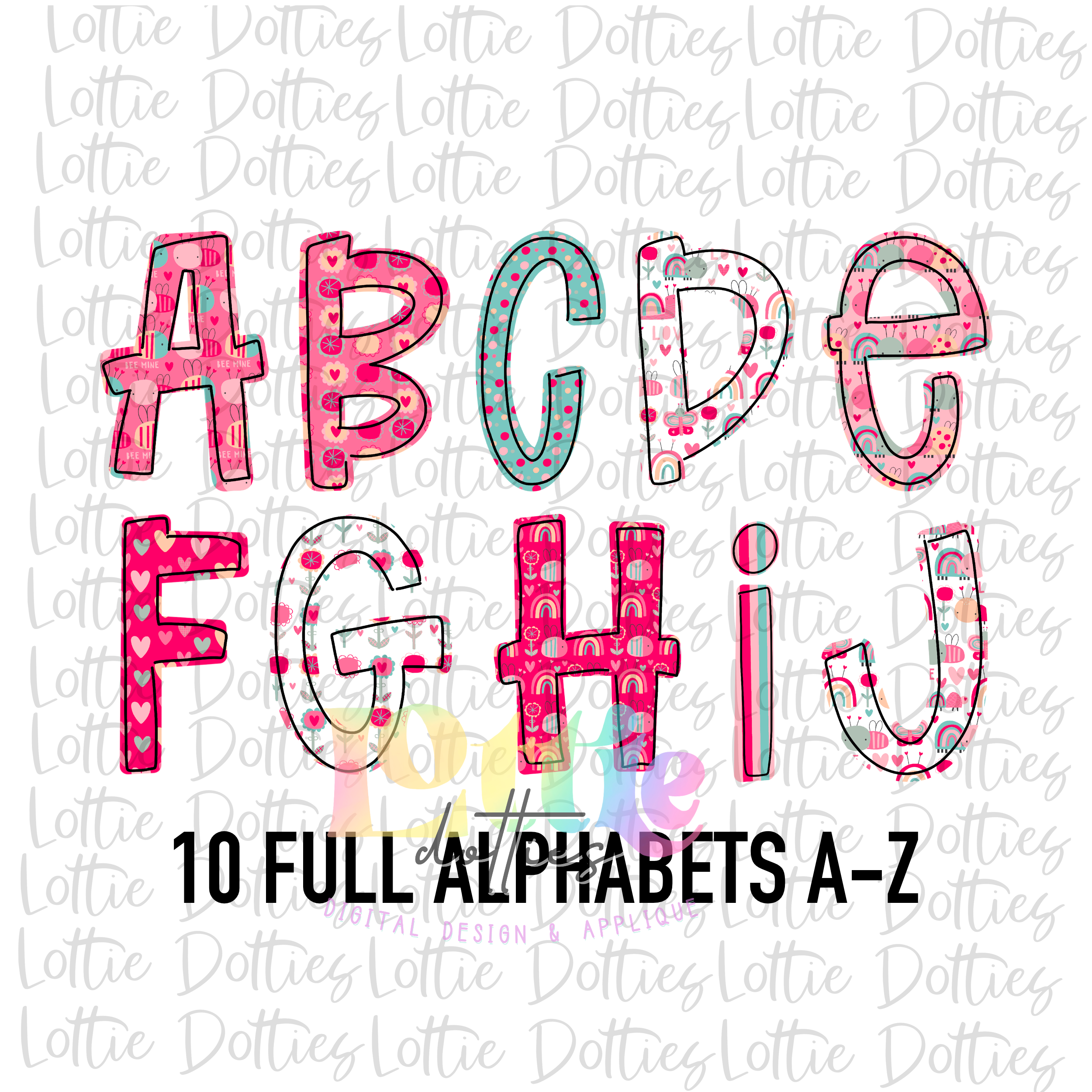 Love Bugs Valentine Alpha - Alpha Pack - Alphabet Clipart - Instant Do ...