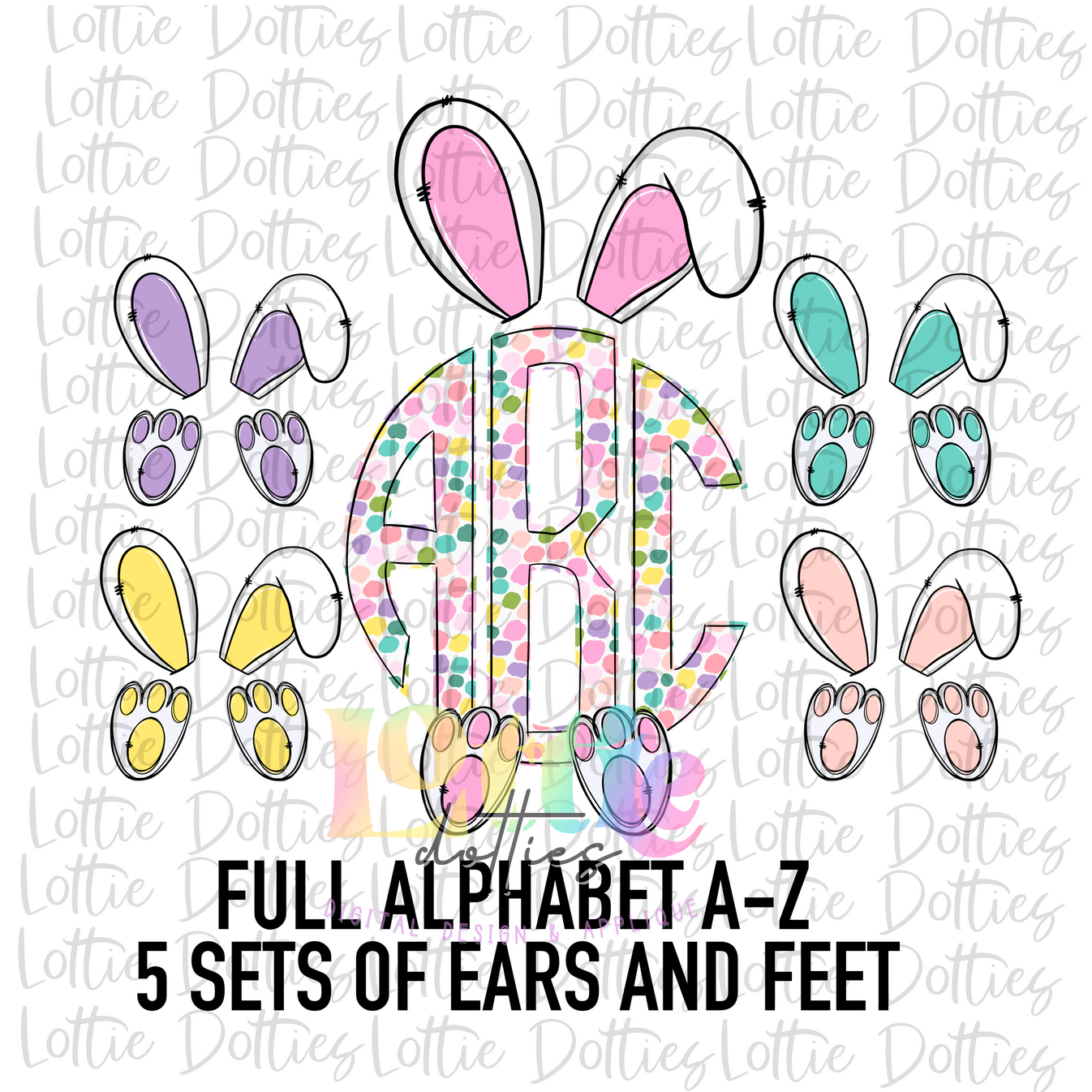 Easter Bunny Scallop Monogram Alphabet - Alpha Pack - Alphabet Clipart ...