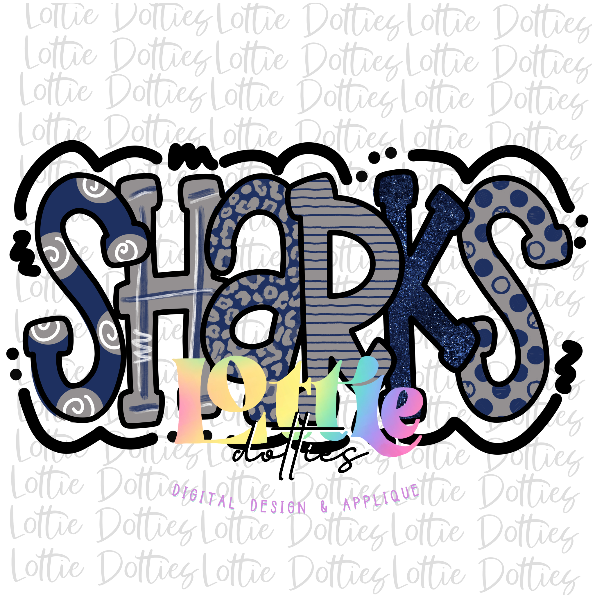 Sharks PNG - Sublimation Design - Digital Design - Navy and Gray ...
