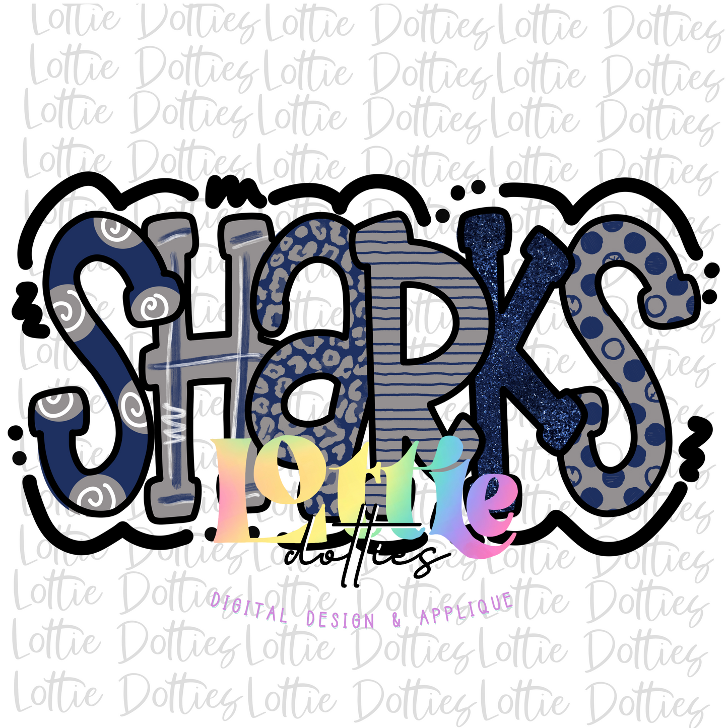 Sharks PNG - Sublimation Design - Digital Design - Navy and Gray ...