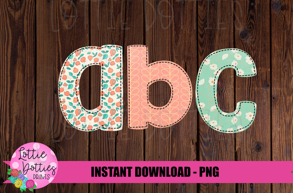 Peach Floral Shabby Chic Faux Applique Alphabet - Alpha Pack - Alphabe ...