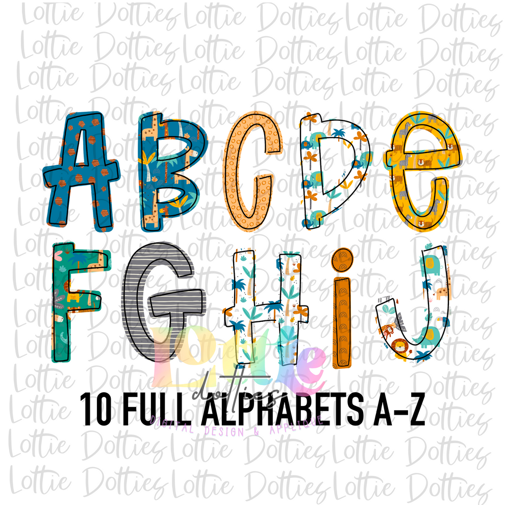 Jungle Fun Alpha - Alpha Pack - Alphabet Clipart - Instant Download ...