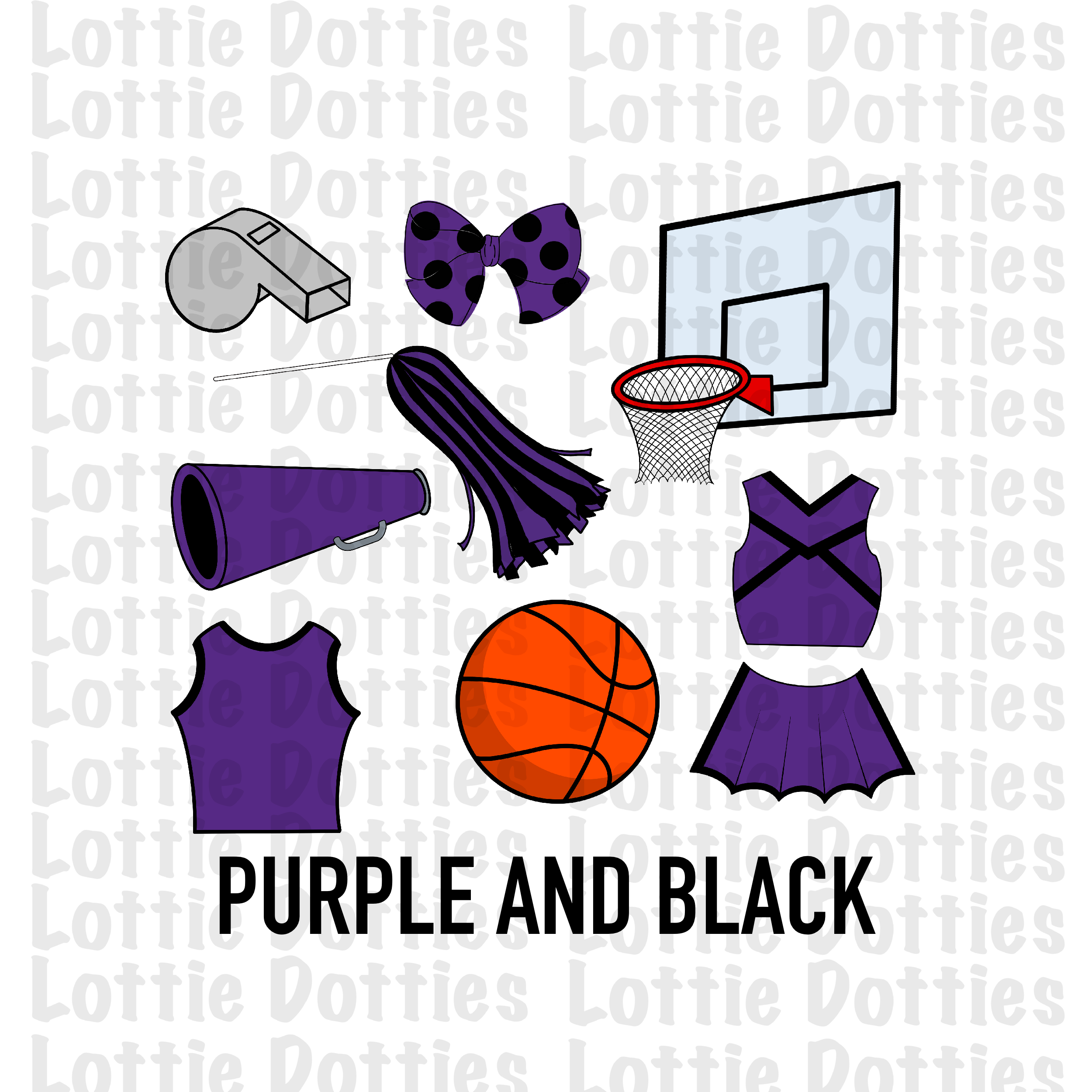 Purple and Black Basketball and Cheer Elements - Basketball Alpha Pack ...